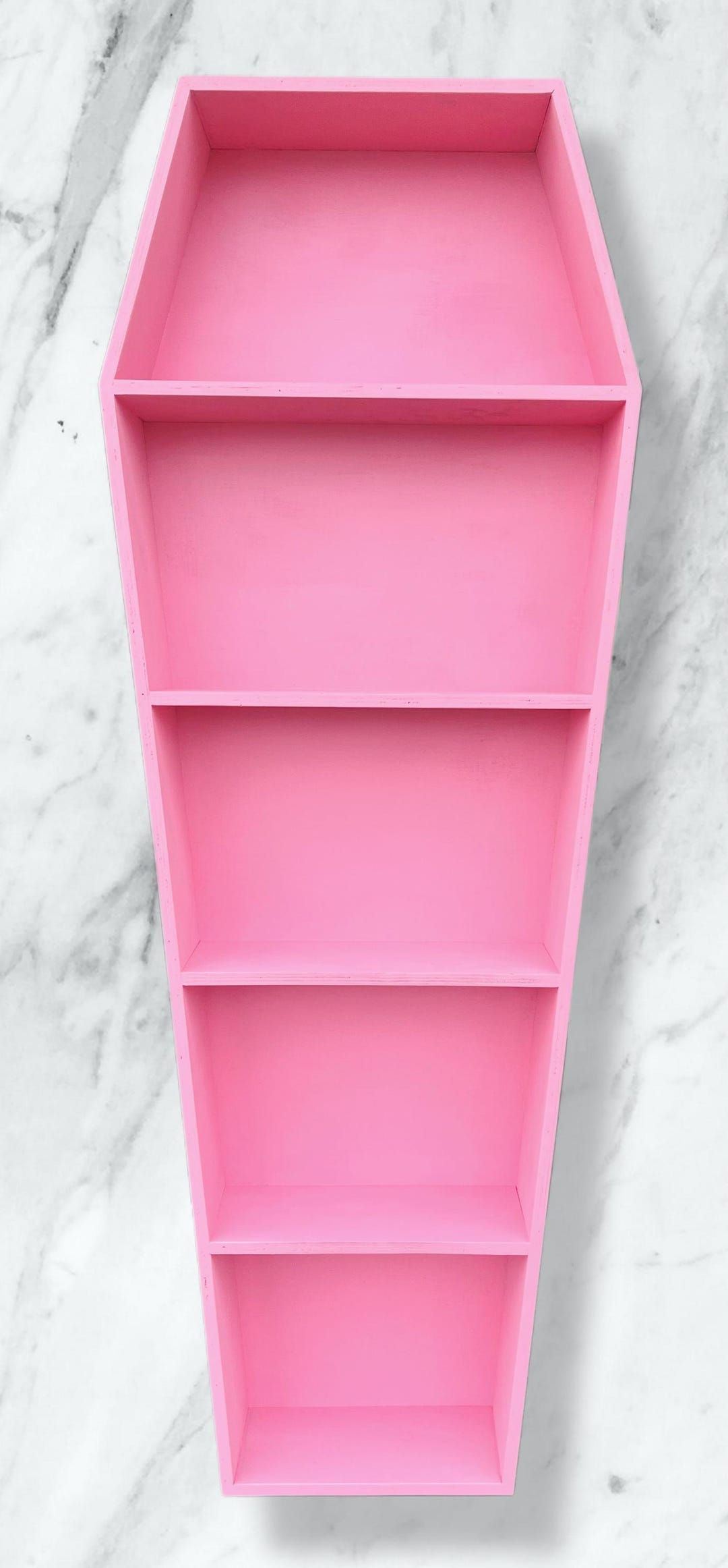Pink Coffin Bookshelf, Goth Home Decor, Handmade 5 Ft Wooden Bookcase ...