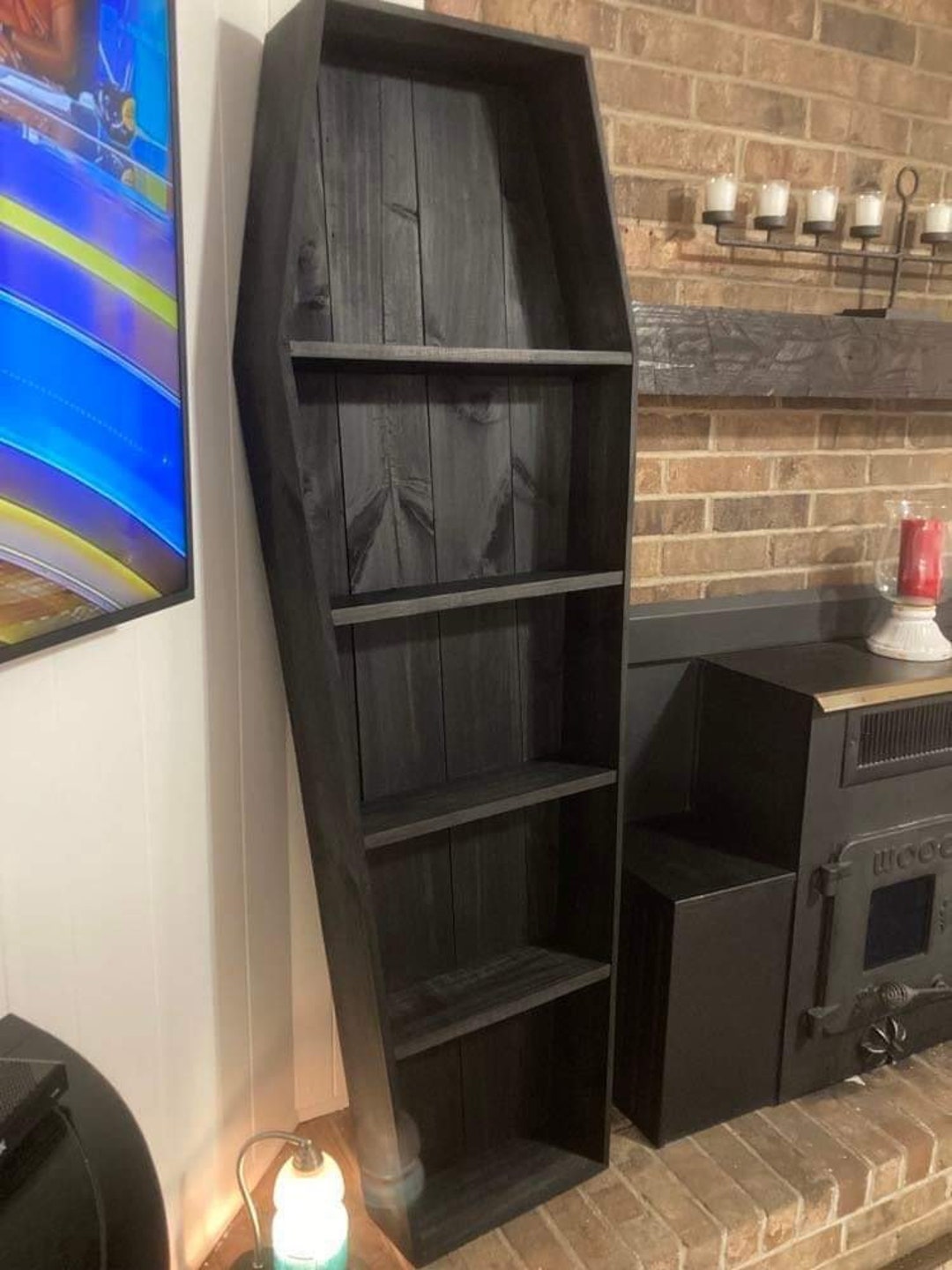 52 Inch Coffin Bookshelf Goth Spooky Home Decor Bookcase - Etsy