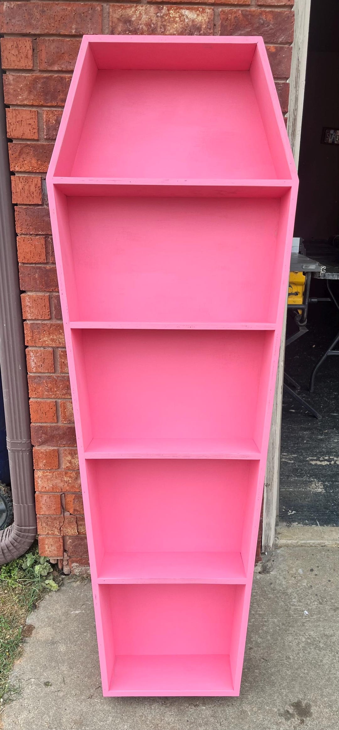 52” PINK Coffin Bookshelf, Goth, Spooky, Home Decor, Bookcase, Mystic ...