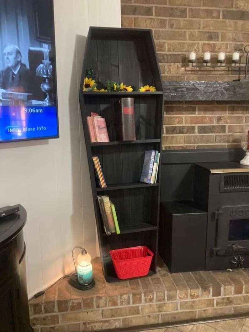 52 Inch Coffin Bookshelf Goth Spooky Home Decor Bookcase - Etsy