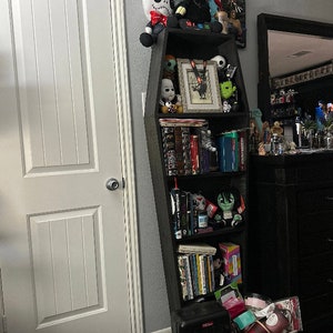 52 Inch Coffin Bookshelf, Goth, Spooky, Home Decor, Bookcase, Mystic ...