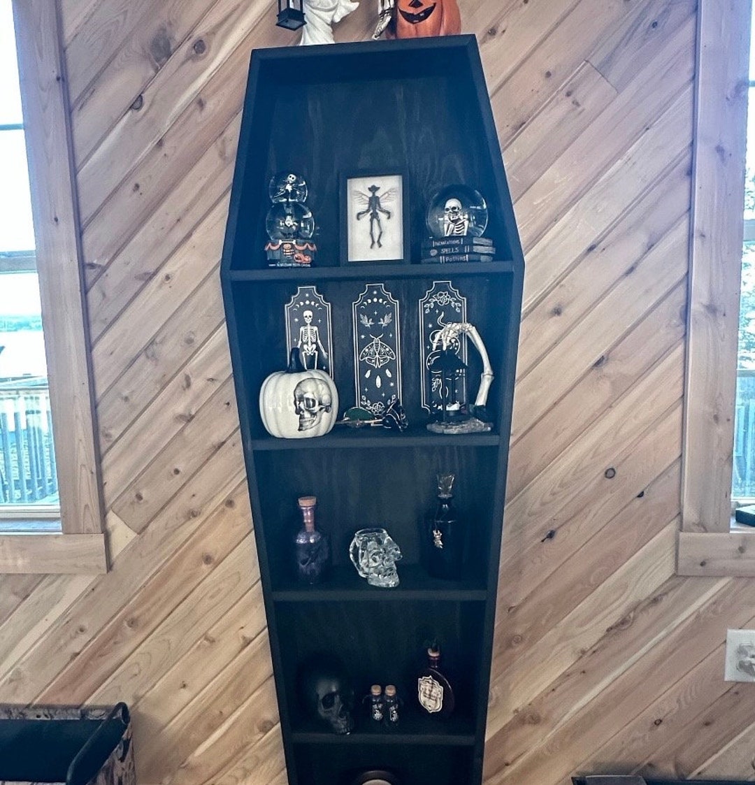 72 / 6 Foot Coffin Bookshelf, Goth, Spooky, Home Decor, Bookcase ...