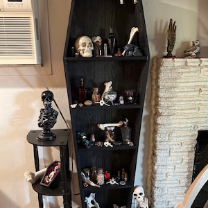 52 Inch Coffin Bookshelf, Goth, Spooky, Home Decor, Bookcase, Mystic ...