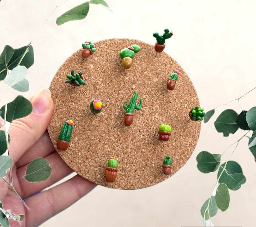 5 Handmade Cacti Themed Push Pins - Etsy