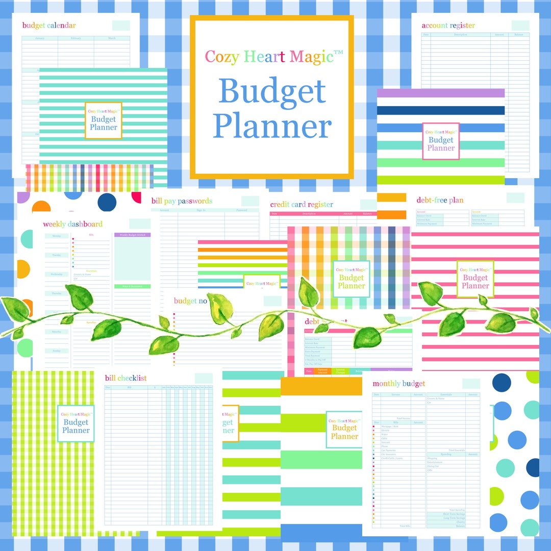 BUDGET PLANNER Printable Digital Pages Happy Inserts Bill Checklist ...