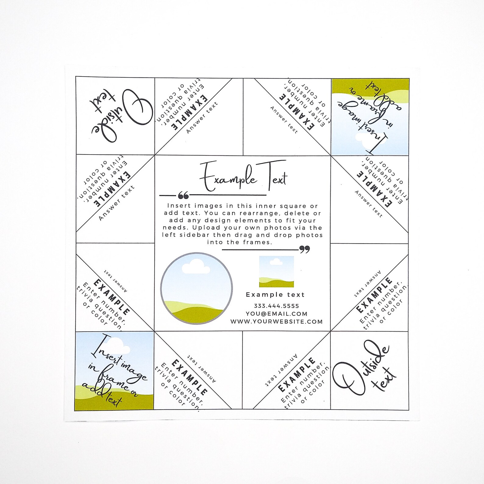 Blank Cootie Catcher Template, Editable Cootie Catcher, Printable ...