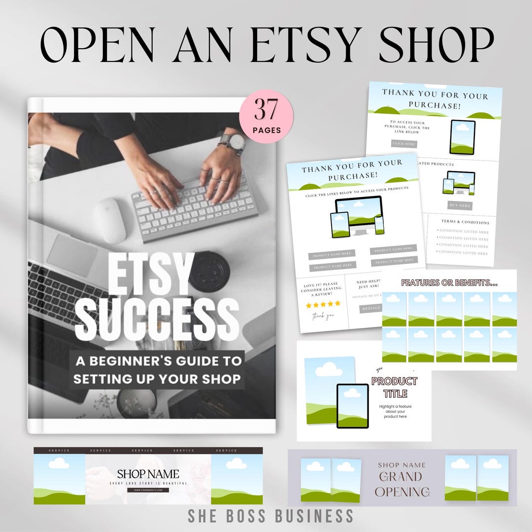 Etsy Shop Guide Ebook: Canva Templates, Listings, Banners (PDF & PLR ...