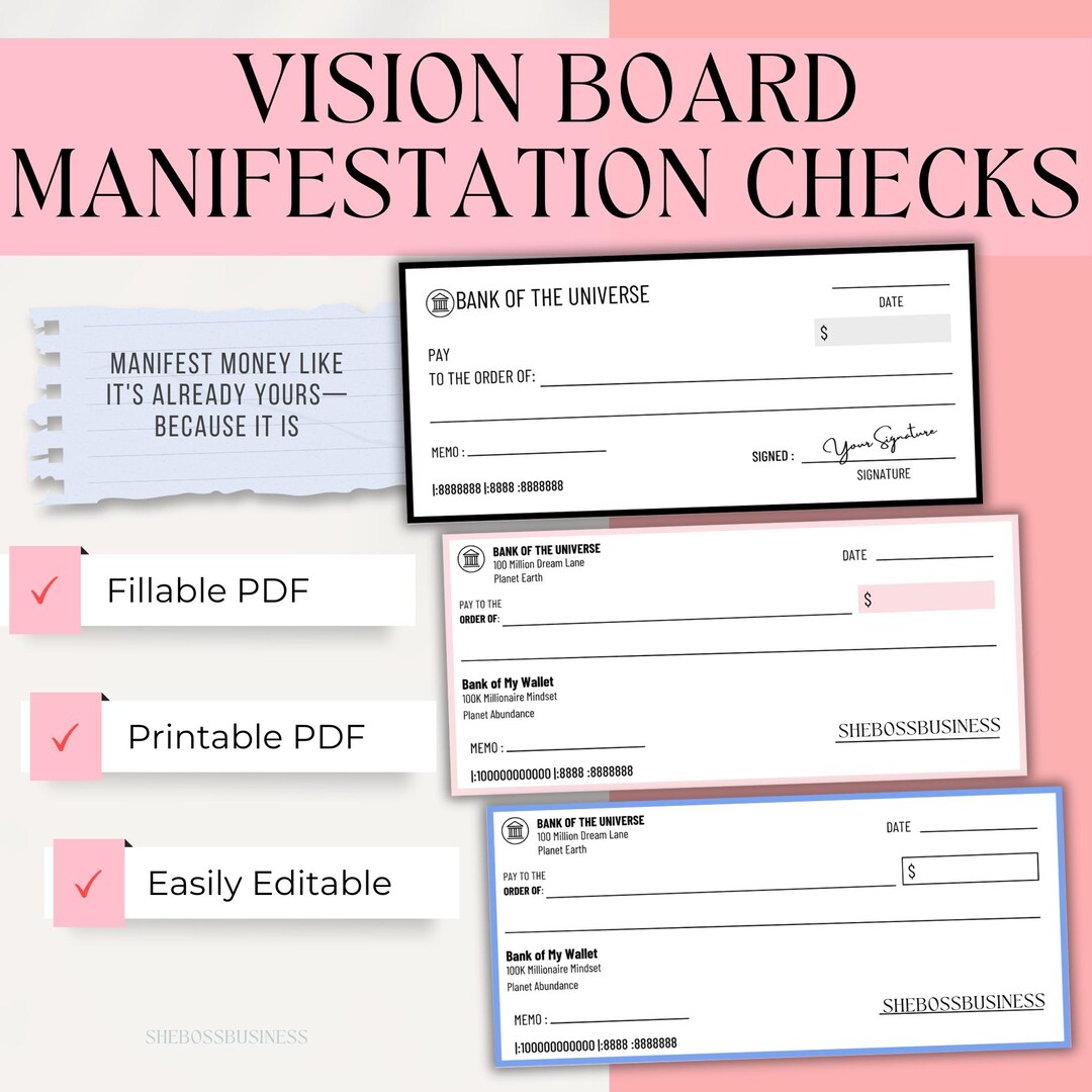 Manifestation Checks Printable Manifestation Checks Dream Life ...