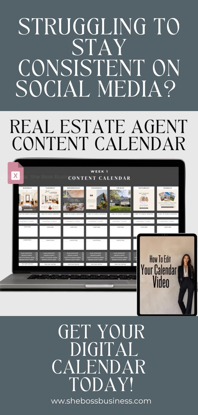 Realtor Social Media Calendar Template: Monthly Content Planner ...
