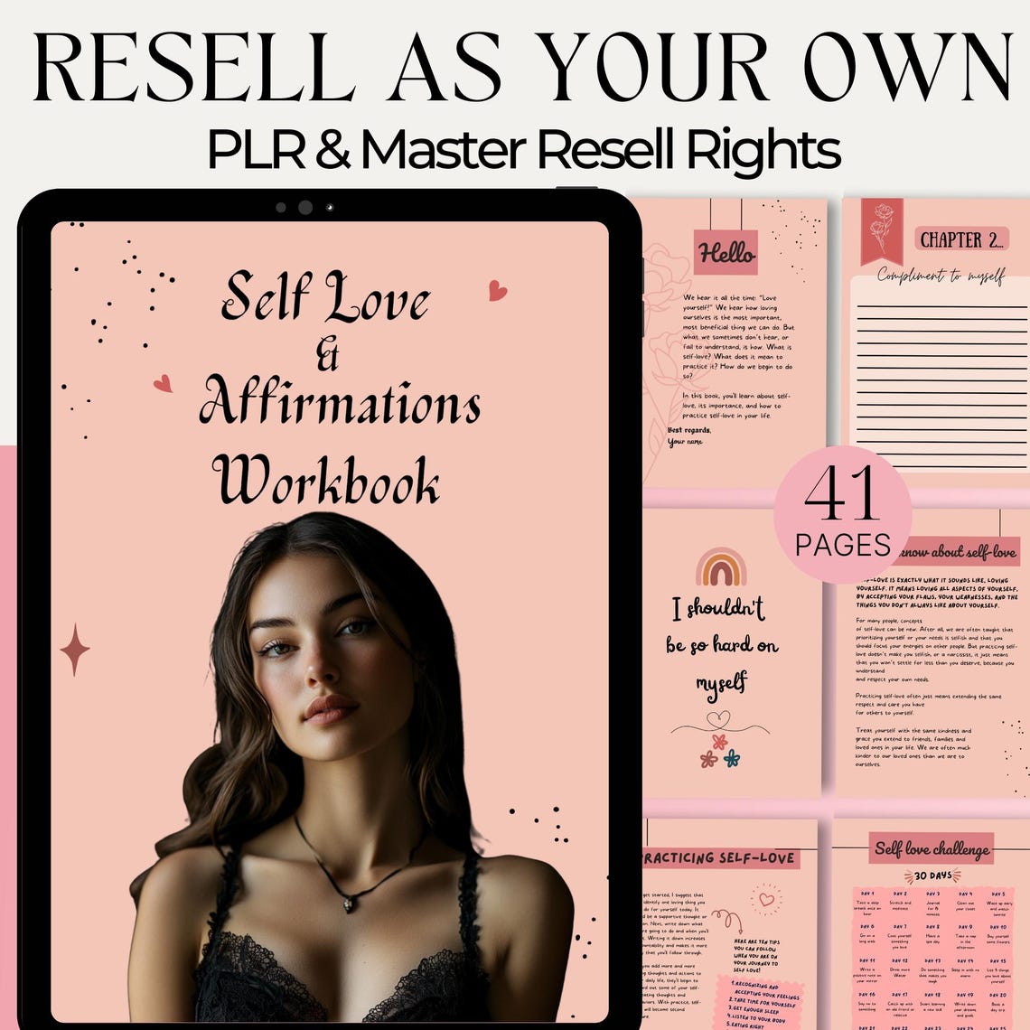 Self Love Affirmations Workbook: 41-page Journal PLR & Master Resell ...