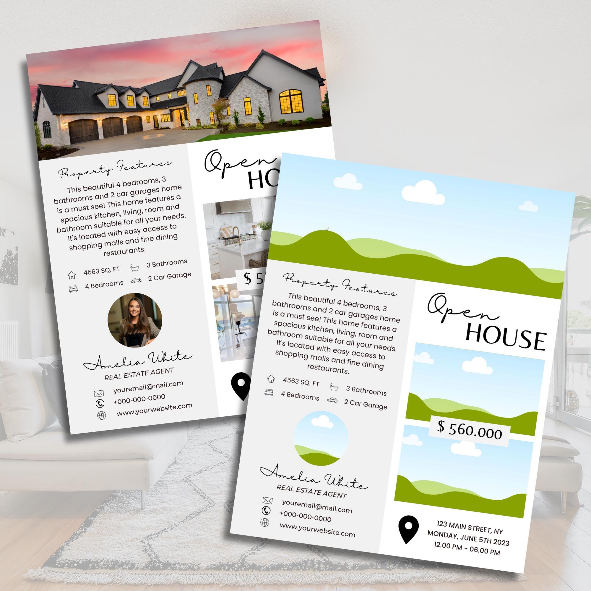 Editable Real Estate Flyer Template Open House Canva Design Realtor ...