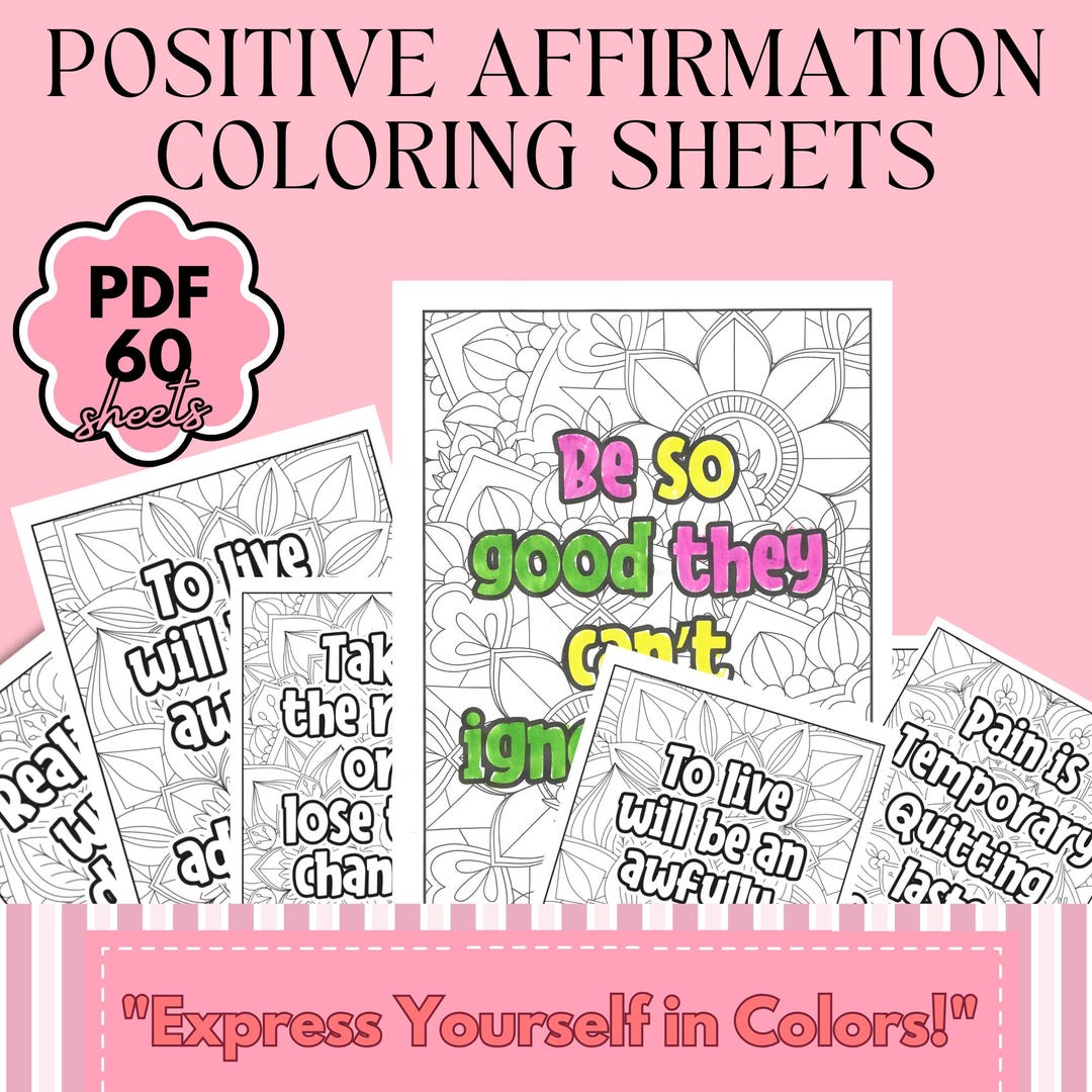 Printable Positive Affirmation Adults Coloring Pages Confidence Booster ...