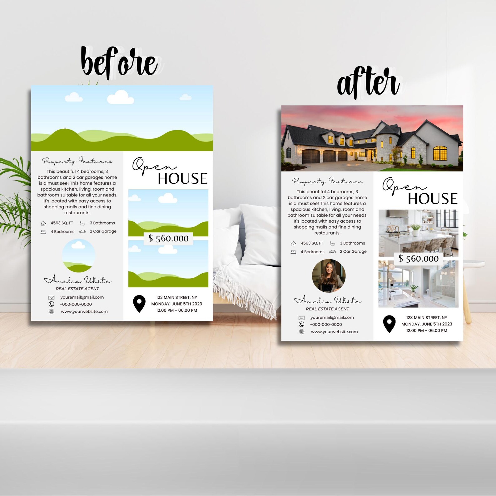 Editable Real Estate Open House Flyer Template: Canva Design (instant ...