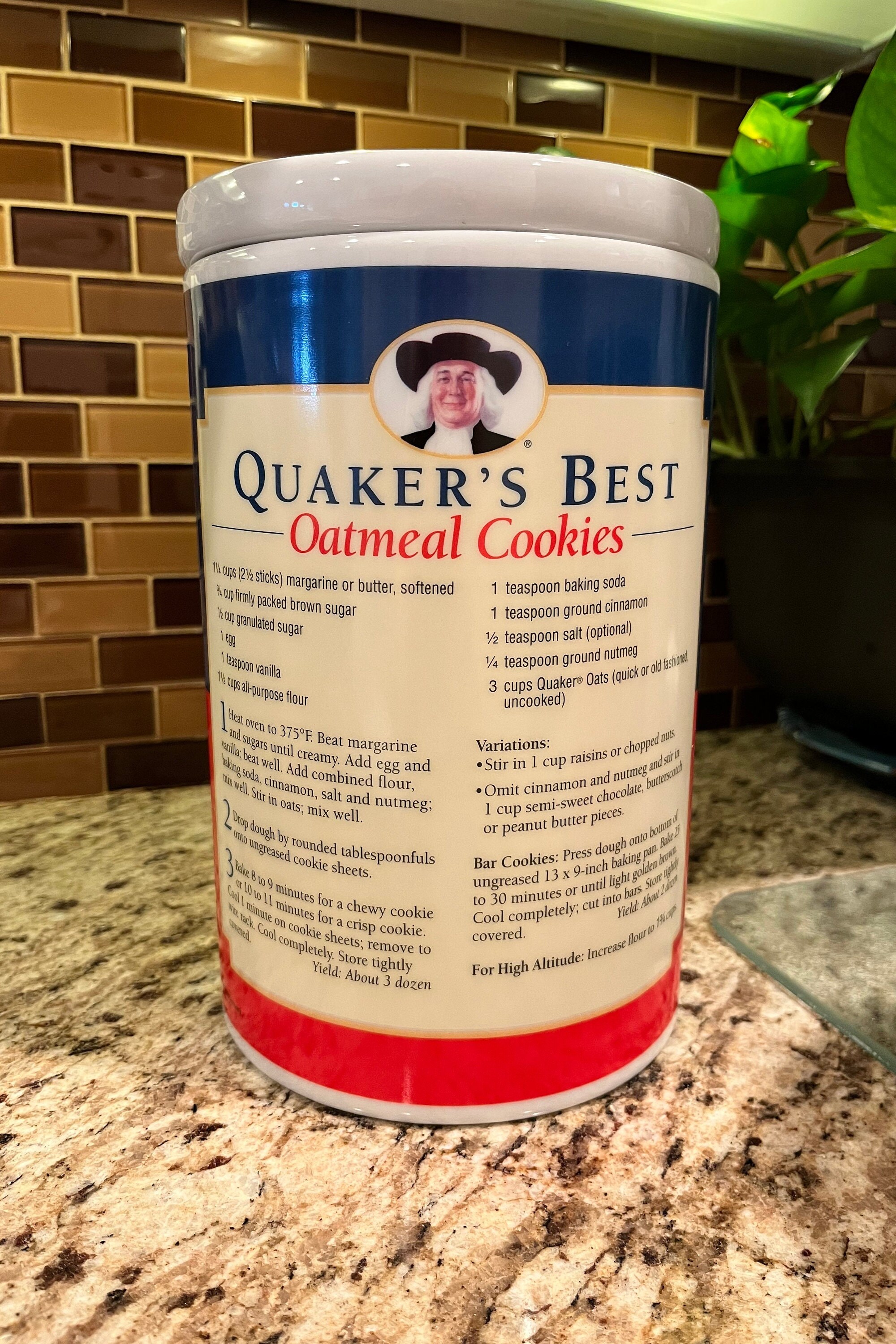 NIP Quaker Oats 120th Anniversary Limited Edition Ceramic Cookie Jar ...