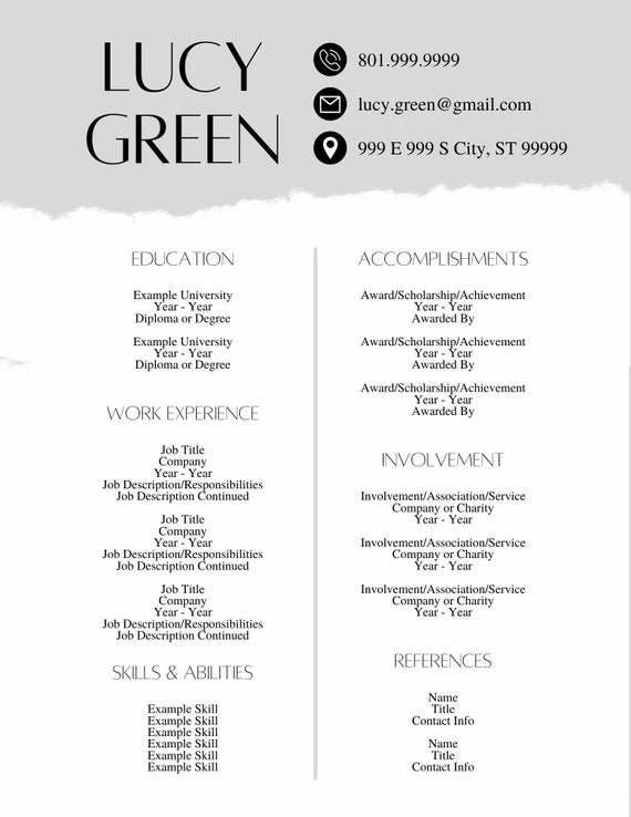 EDITABLE Resume Template With FREE Cover Letter AND Thank You | Etsy