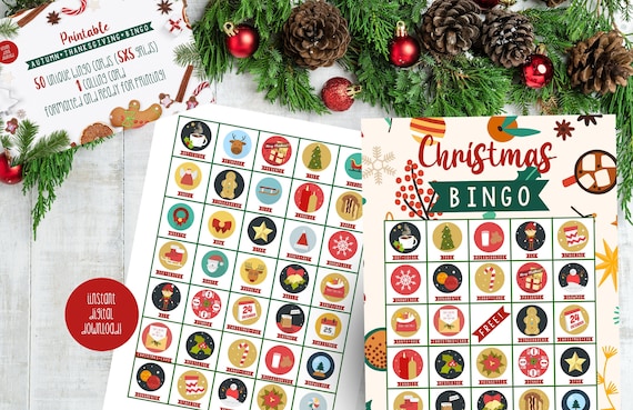 50 Christmas Bingo Winter Cards Printable Christmas Bingo - Etsy