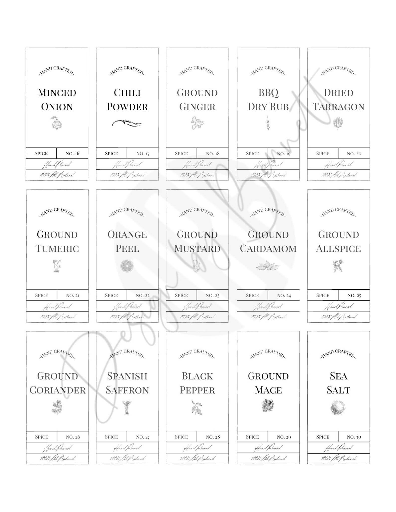 Spice Labels, Pantry Labels, Modern Spice Jar Labels, DIY Printable ...