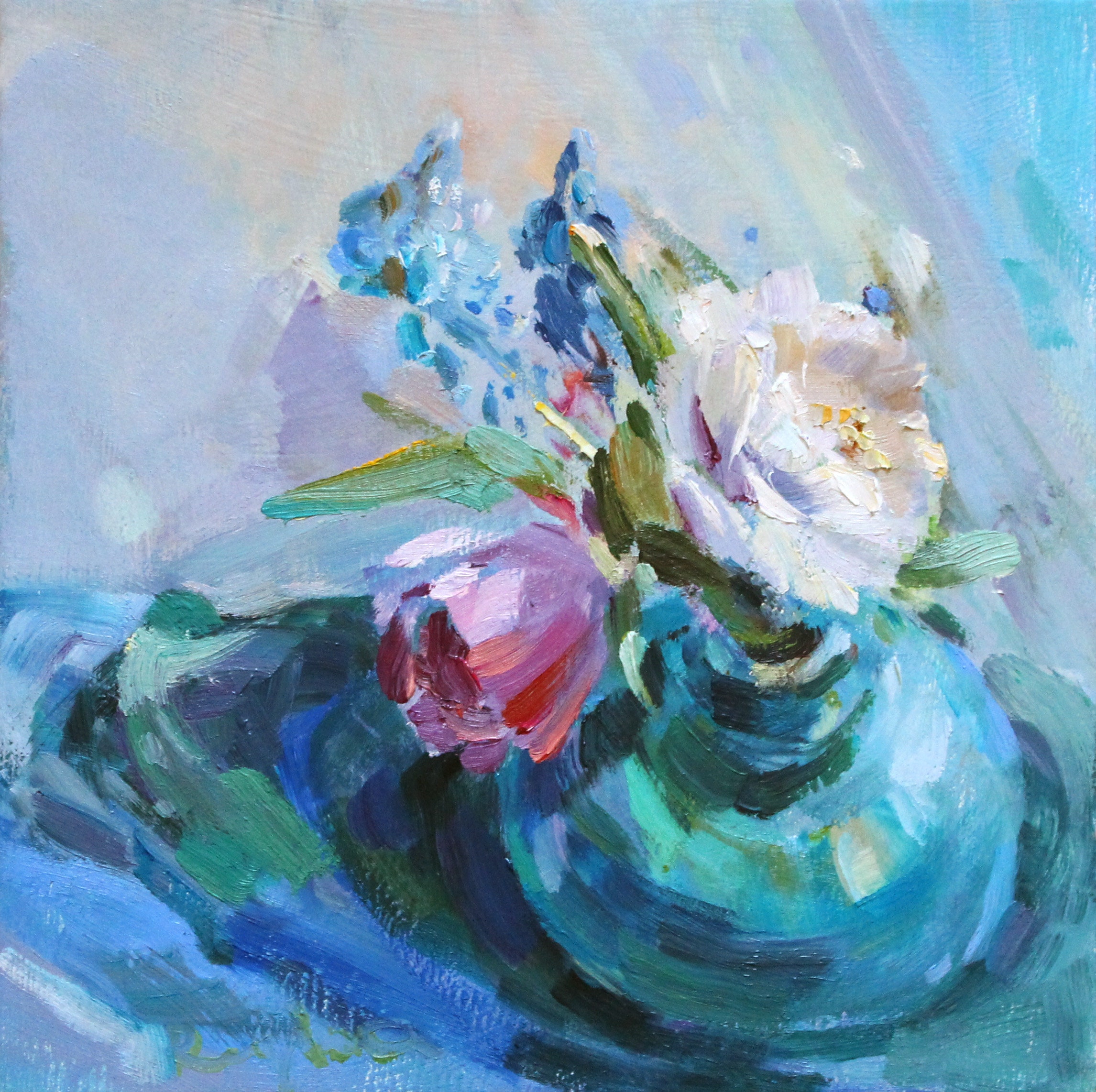 Shine on Blue. Impressionist Still-life Original Art, Oil Painting on ...