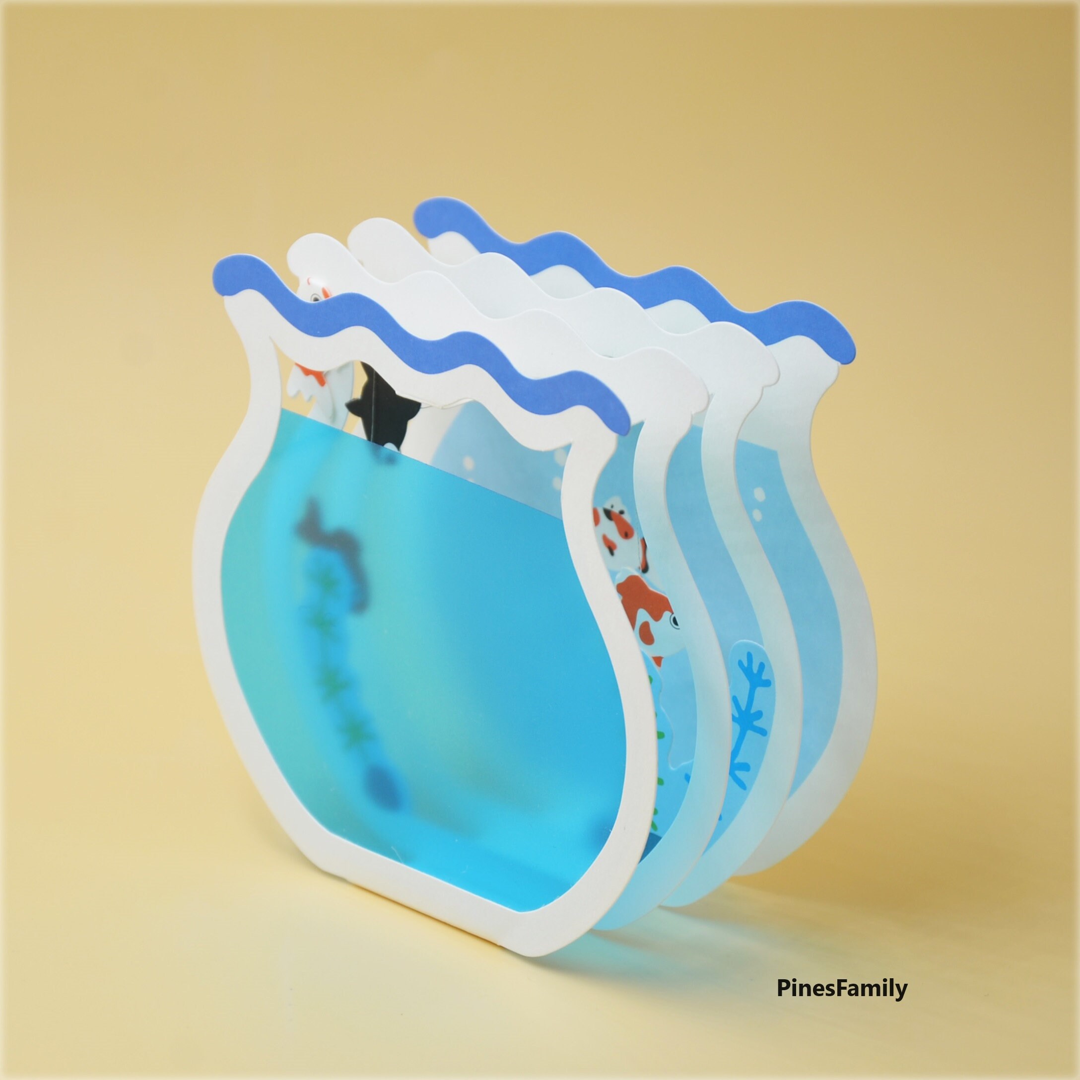 C03-3D Fish Tank Greeting Card With Playful Swirling Fish - Etsy