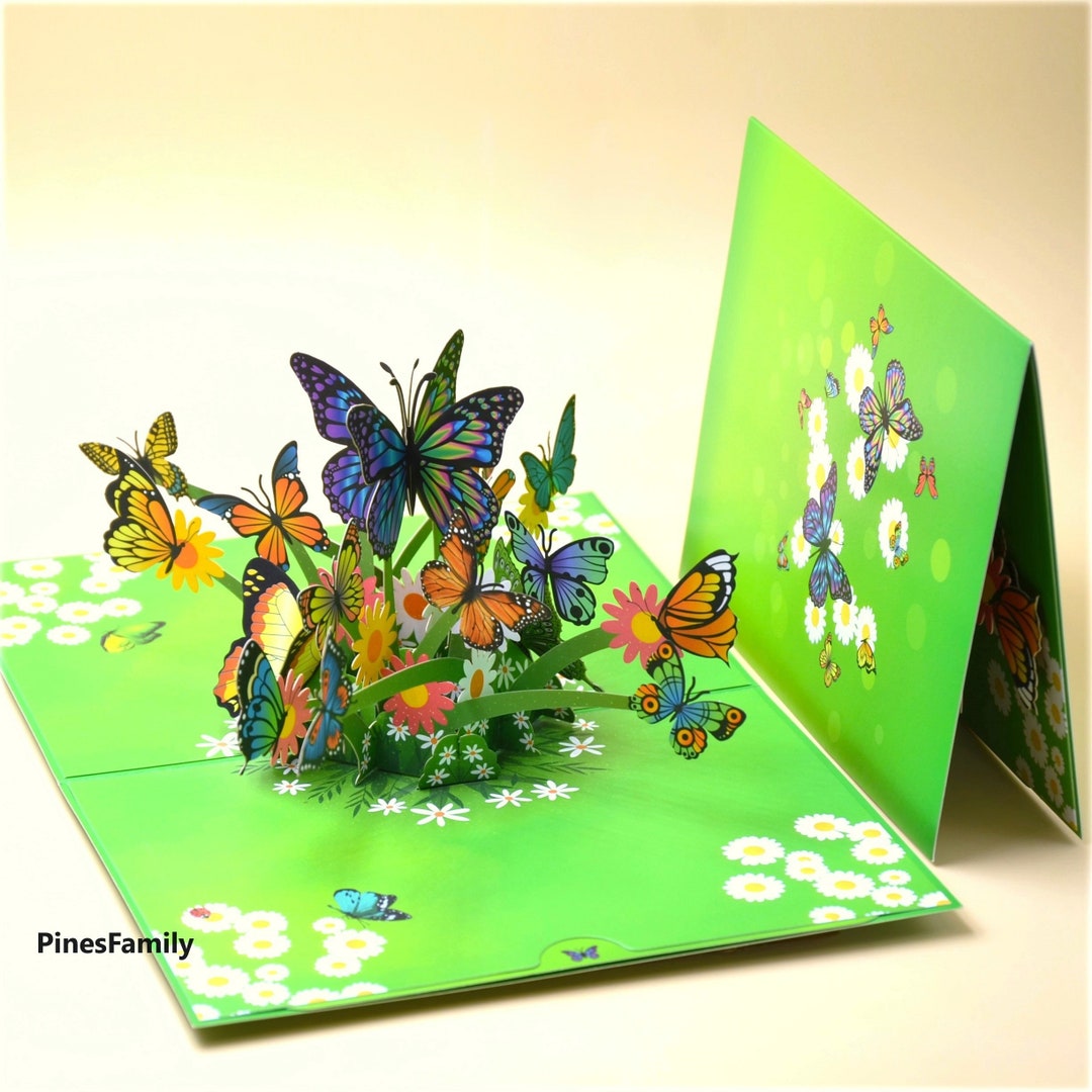 A02-3D Pop up Butterfly Greeting Card - Elegant and Unique Birthday or ...