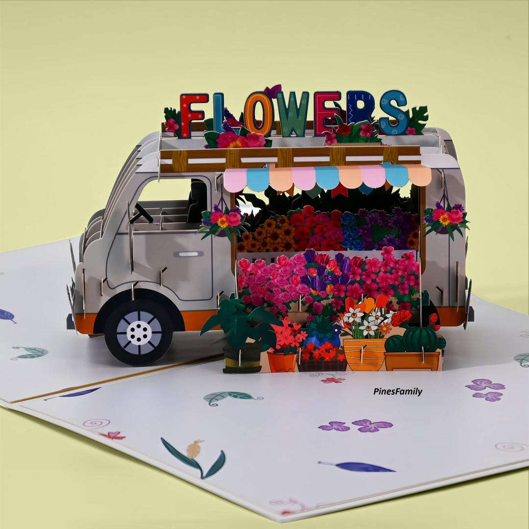 G22-3D Pop up Flower Cart Card: Birthday, Mother's Day, Valentine's Day ...