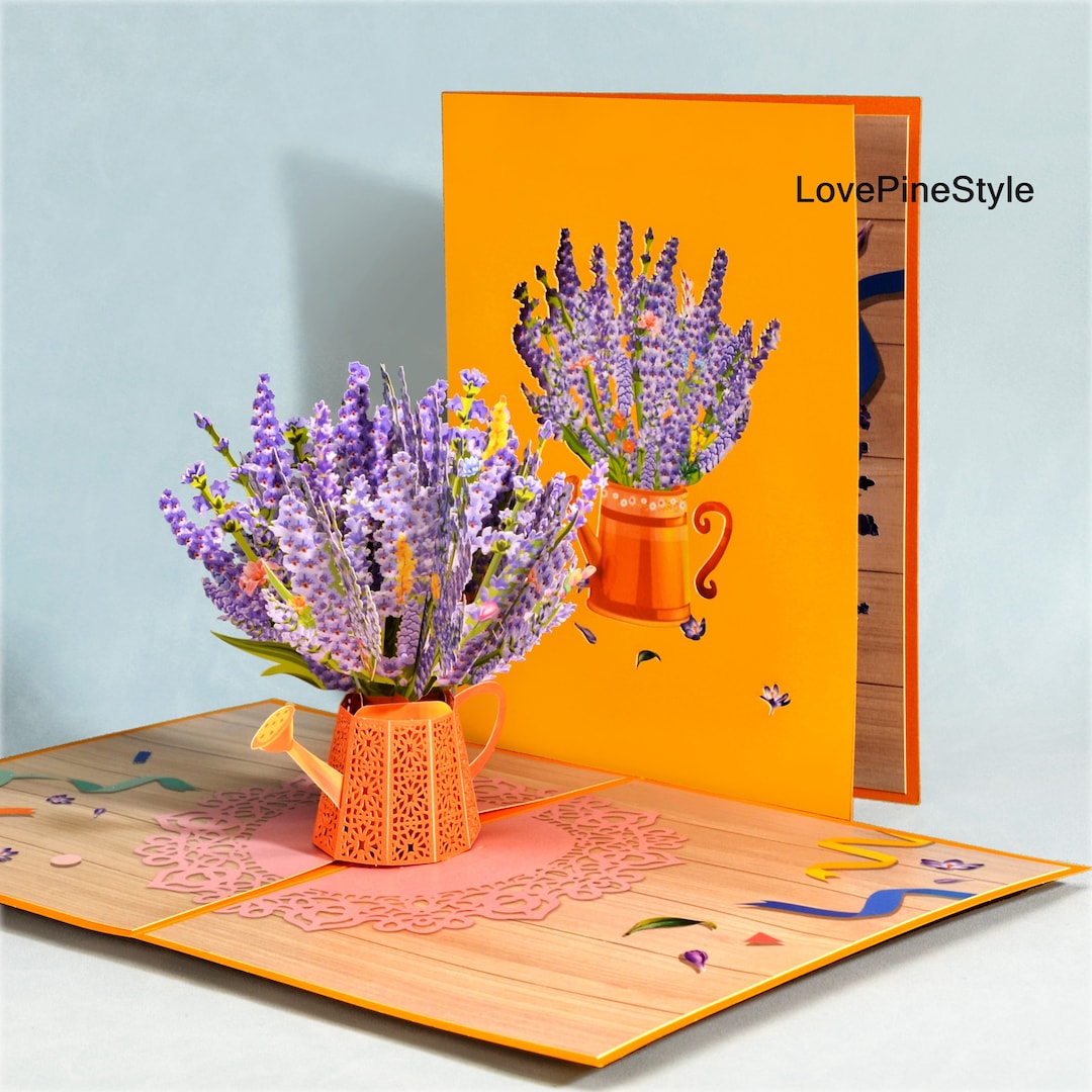 Lavender Flowers 3D Pop up Greeting Card: Watering Can Design - Etsy