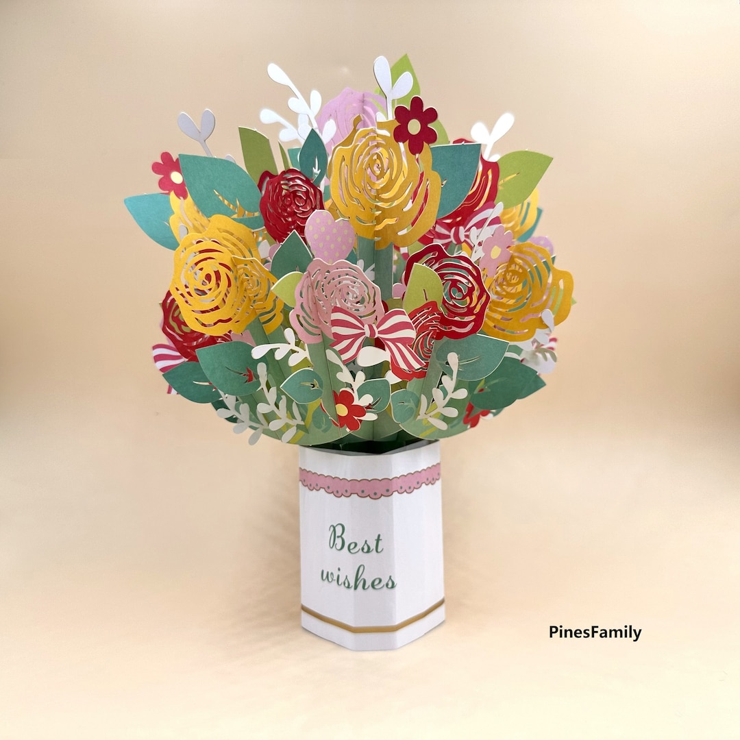 G10-pop up Flower Bouquet Paper Craft Greeting Cards | Roses | Mother ...
