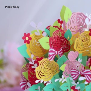 G10-pop up Flower Bouquet Paper Craft Greeting Cards | Roses | Mother ...