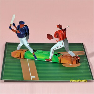 J07-baseball Pop up Card for Birthday, Father's Day, Thank You ...