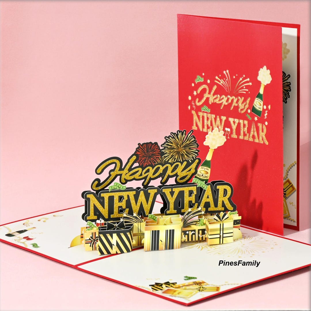 T22-3D Pop-up Happy New Year Card - Etsy
