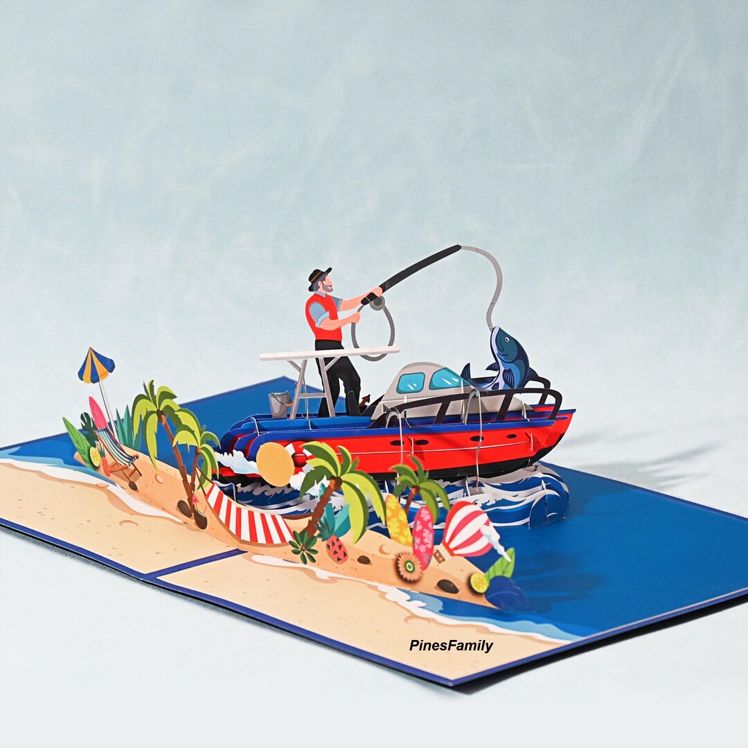 J09-3D Pop up Fishing-themed Greeting Card - Etsy