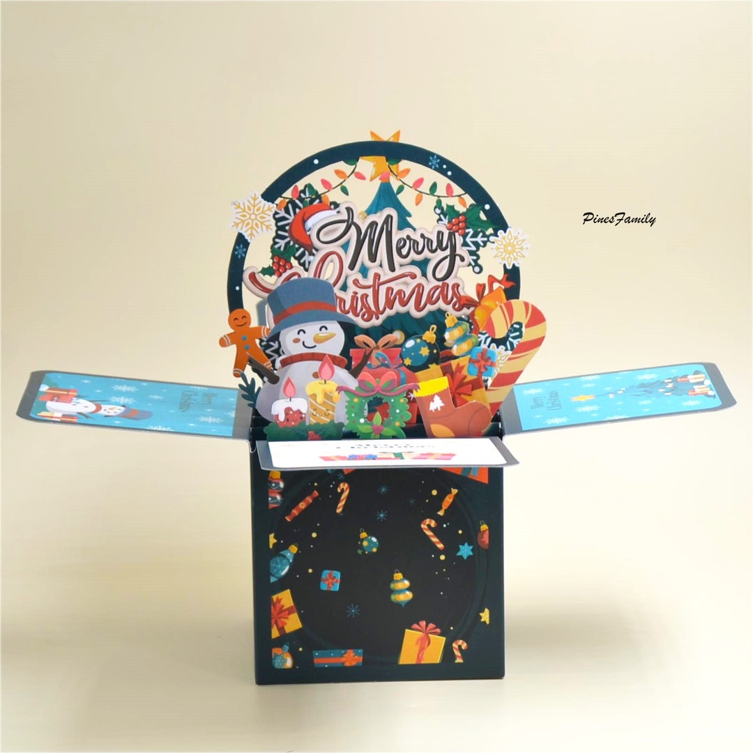 T06-3D Pop up Handcrafted Box Ghristmas Gfit Card - Snowman - Etsy