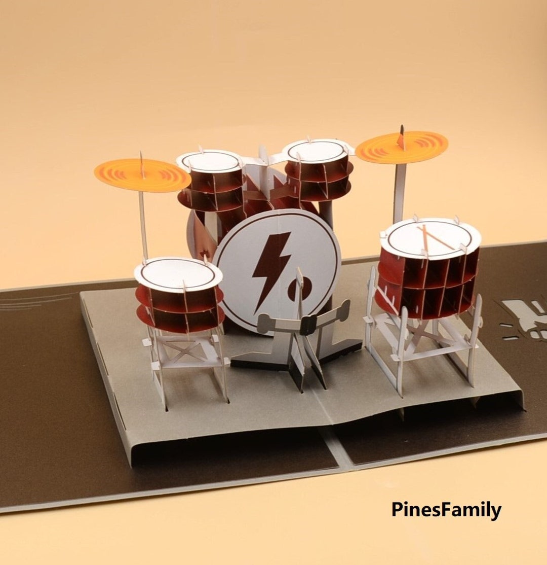 3D Pop up Drum Set Card for Drummer Gift, Music Lover Birthday Card ...