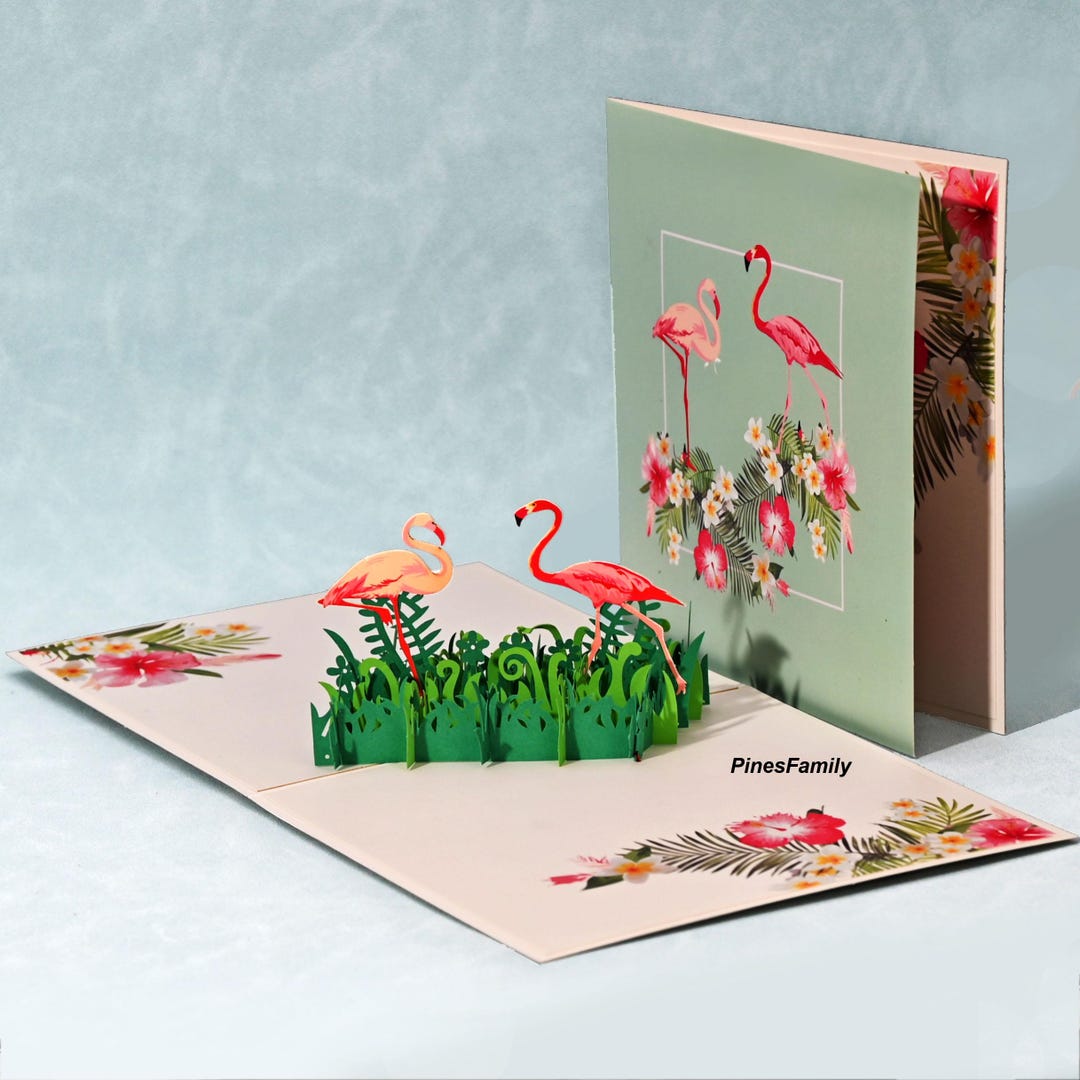 C18-beautiful 3D Pop-up Flamingo Card - Perfect for Birthdays ...