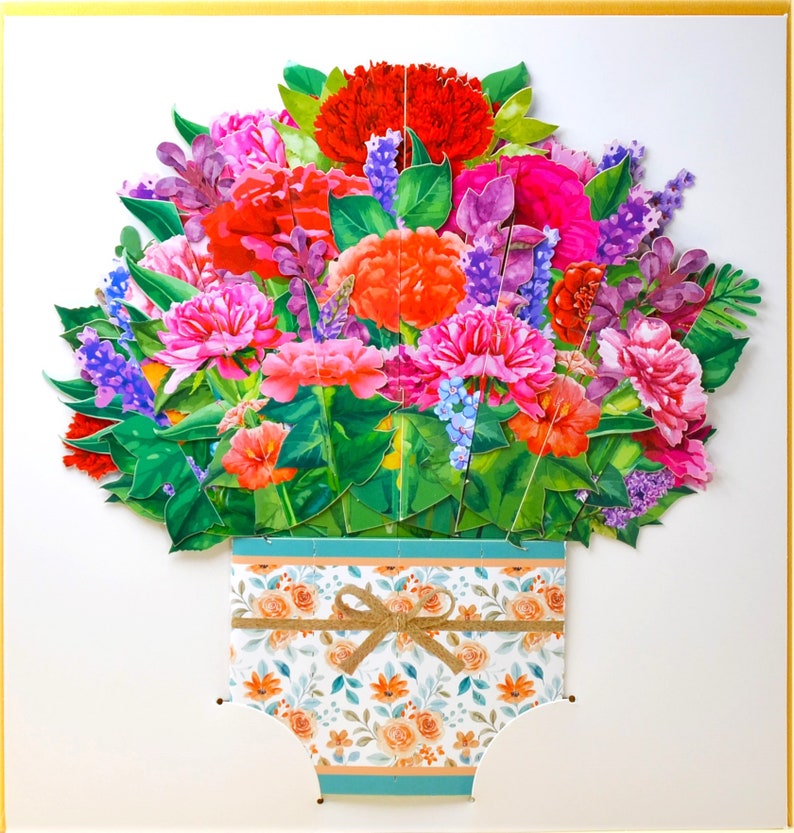 G05-pop up Flower Bouquet Paper Craft Greeting Cards | Carnation ...