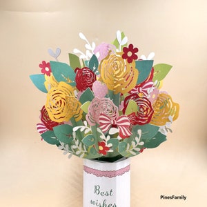 G10-pop up Flower Bouquet Paper Craft Greeting Cards | Roses | Mother ...