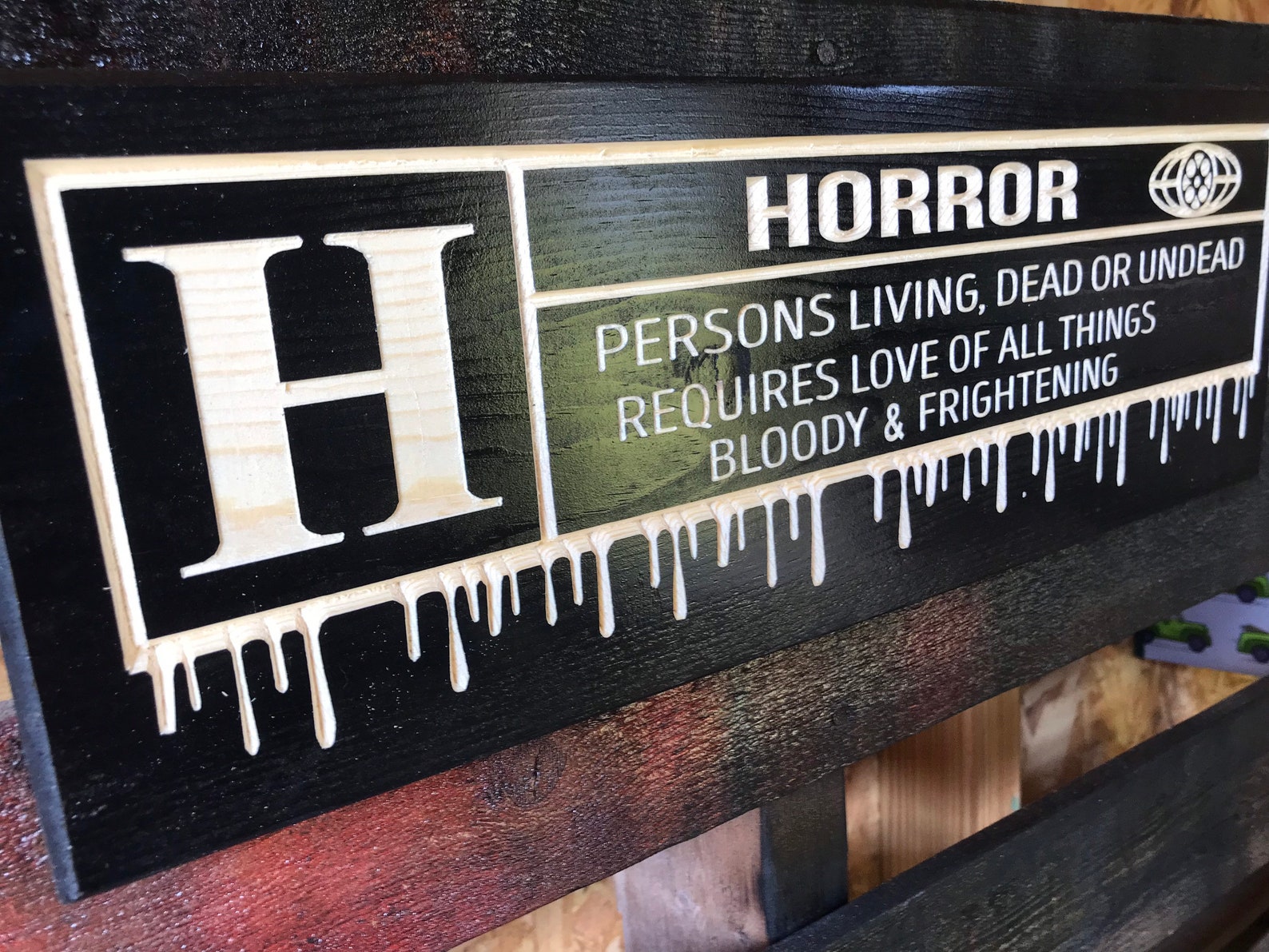Carved Rated H Horror Sign | Etsy