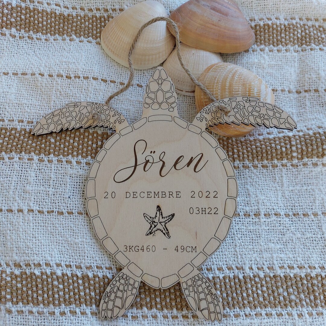 Personalized Turtle Birth Frame With Wooden First Name, Birth Gift - Etsy