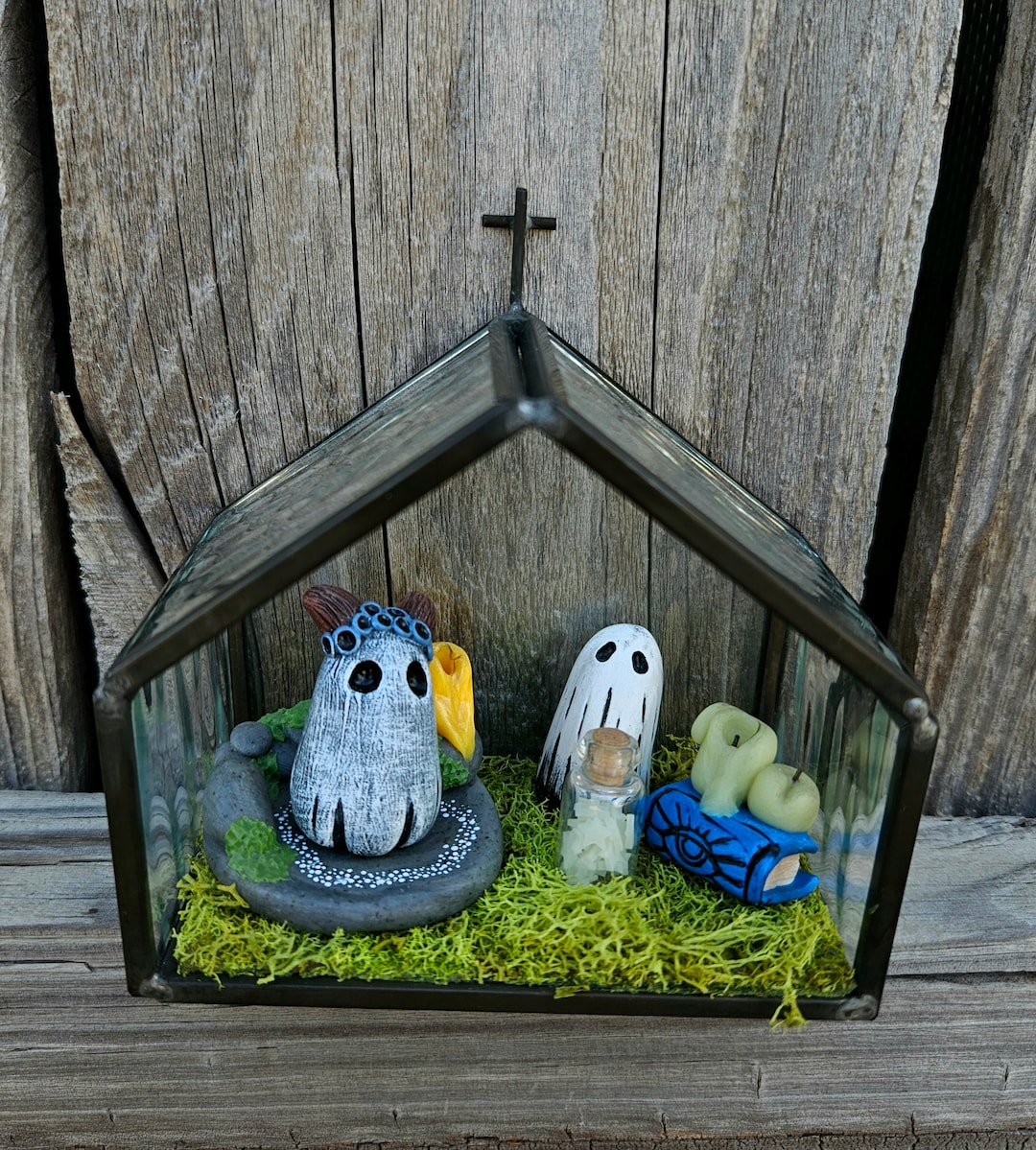 HAUNTED CHURCH SEANCE Handmade Polymer Clay Ghost in a Clear Glass ...