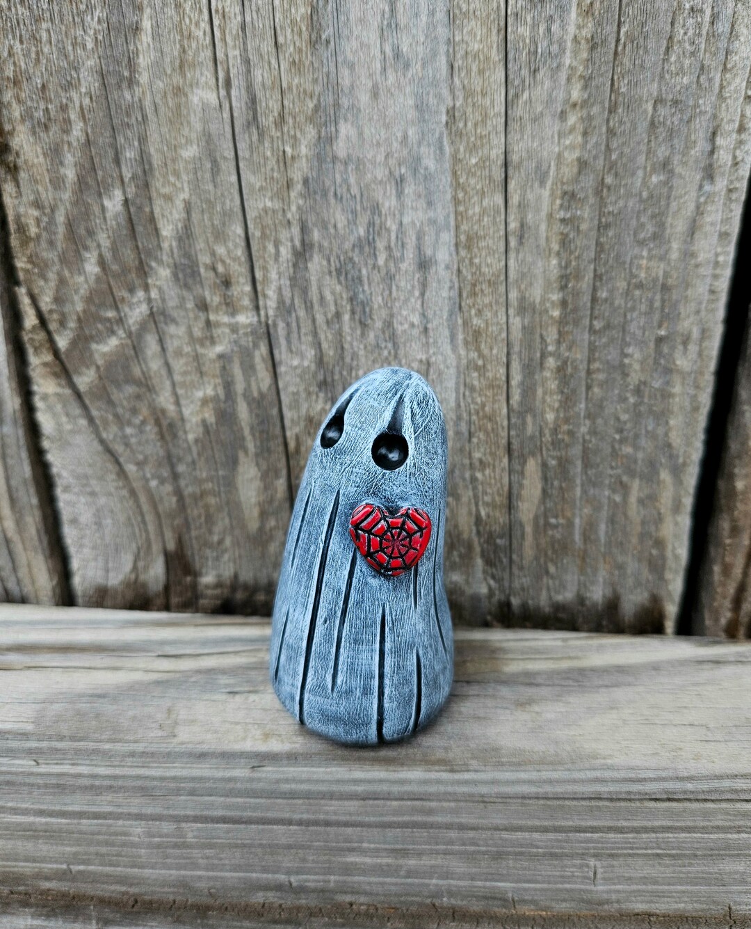 Dirty COLD-HEARTED Ghost Handmade Polymer Clay Ghostie With a Huge Red ...