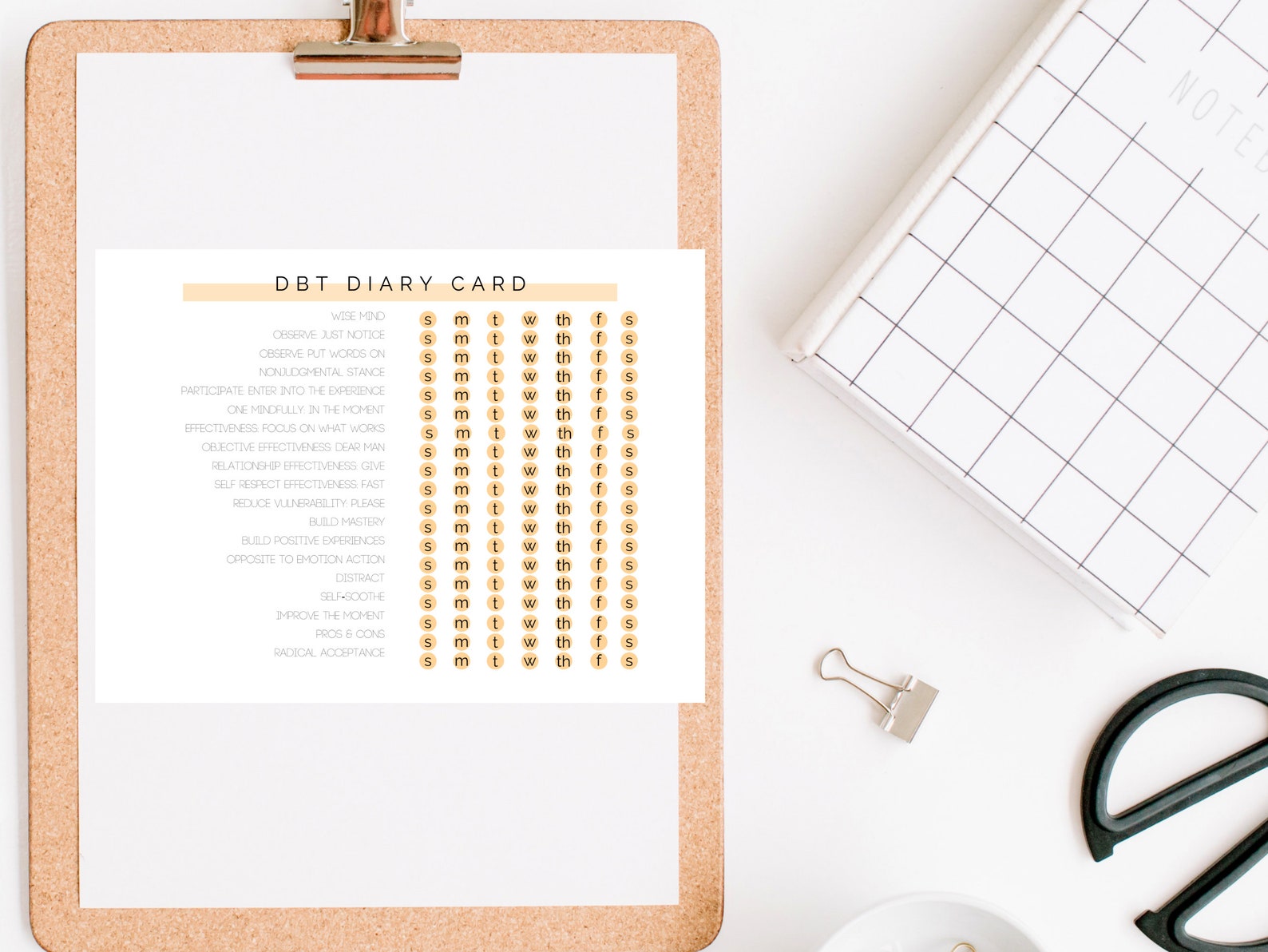 DBT Diary Card Weekly Skills DBT Therapy DBT Skills Dbt Worksheet Dbt ...