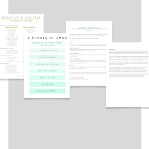 EMD Script Bundle | Phases of EMDR | Negative and Positive Cognitions ...
