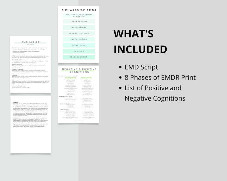 EMD Script Bundle | Phases of EMDR | Negative and Positive Cognitions ...