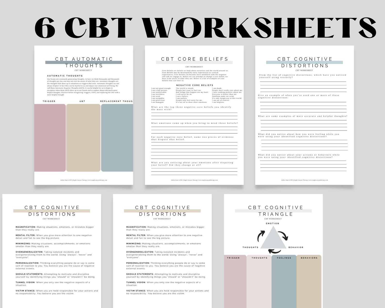 CBT Worksheet for Anxiety for Adults CBT Therapy Therapy - Etsy