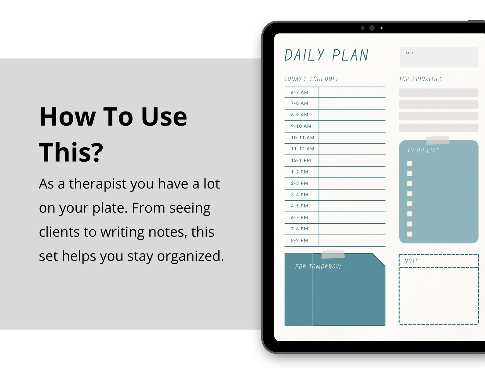 Therapist Daily and Weekly Plan/to Do List Set| to Do List | Agenda ...