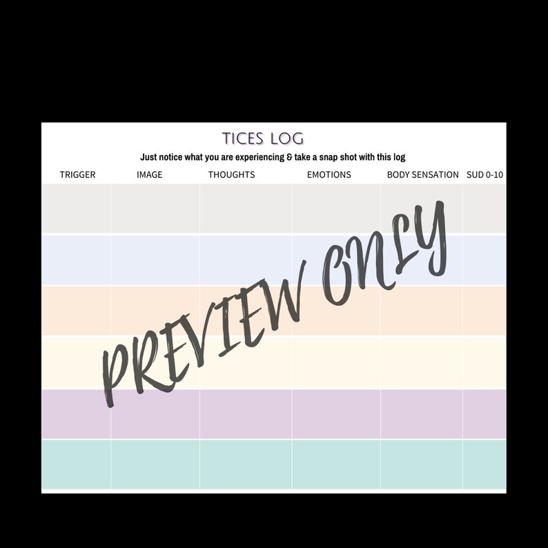 EMDR TICES Log | Therapy Worksheet | EMDR Therapists | Therapy Handout ...