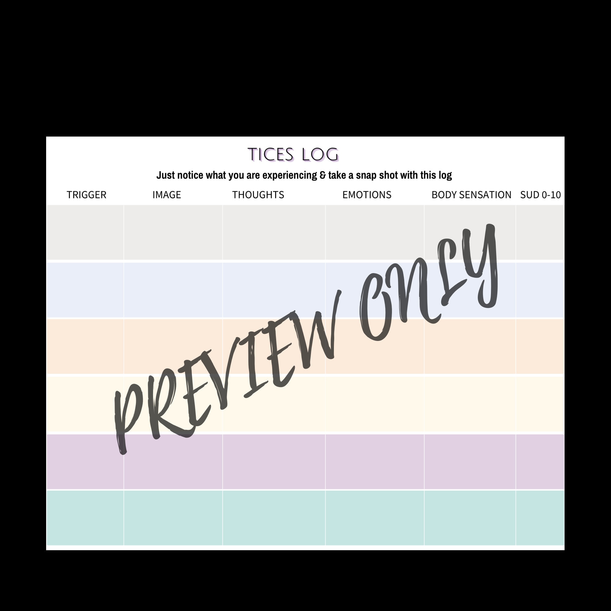EMDR TICES Log | Therapy Worksheet | EMDR Therapists | Therapy Handout ...