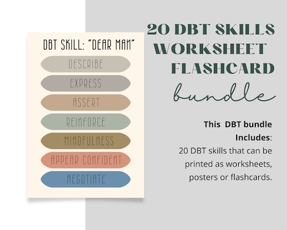 20 DBT Skills Posters and Flashcards DBT Skills DBT - Etsy