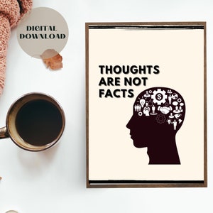 Thoughts Are Not Facts | Mental Health Poster | Therapist Office Decor ...