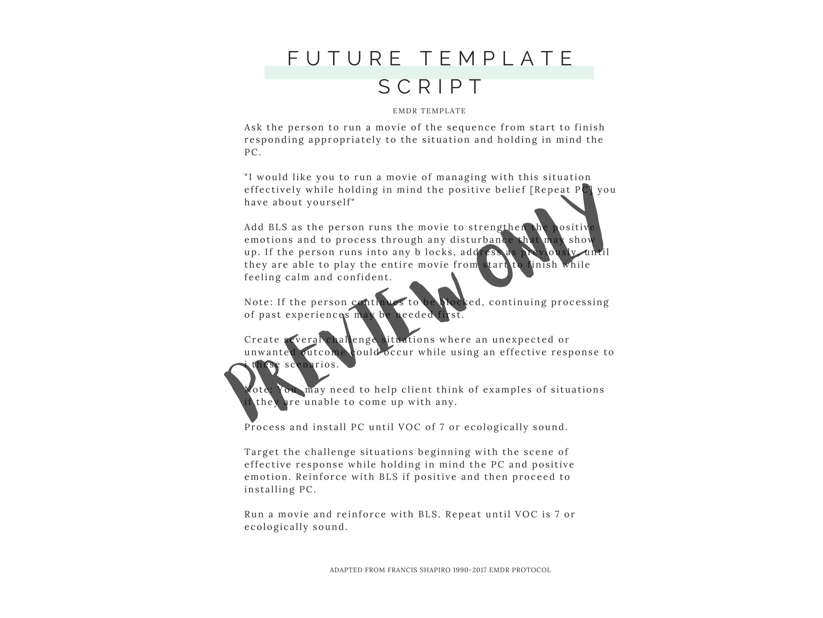 EMDR Future Template and Resourcing Script | EMDR Therapy | EMDR ...